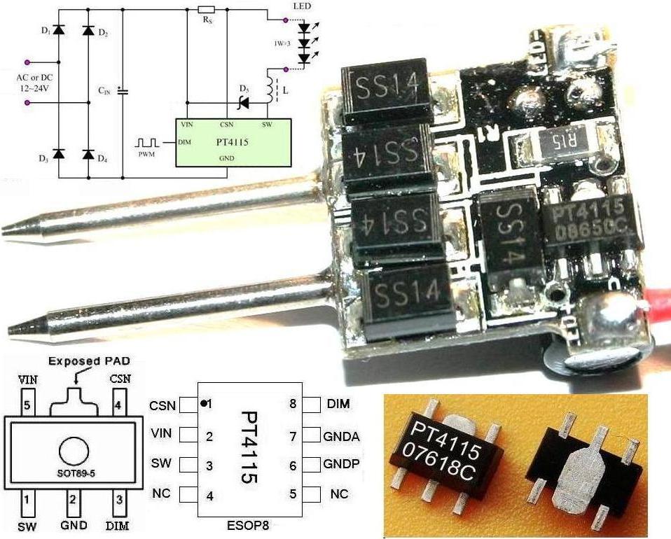 Driver de Corriente PT4115 para Led Smd